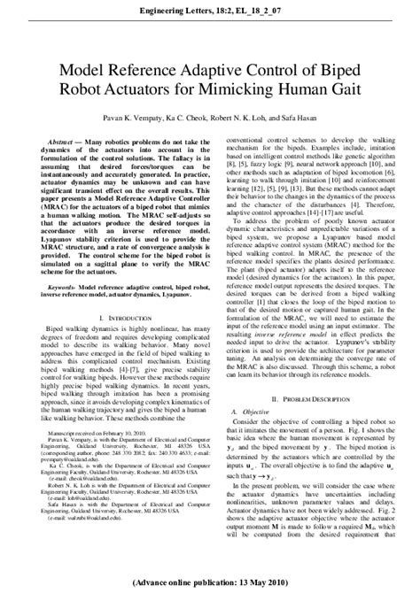 Pdf Model Reference Adaptive Control Of Biped Robot Actuators For Mimicking Human Gait
