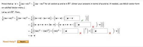 Solved Prove That Uv 41u V241uv2 For All Vectors U Chegg Com