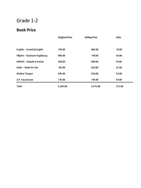 Grade 1 2 Book Price Pdf