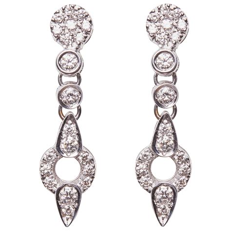 18 Karat White Gold Diamond Aquamarine Dangle Earrings At 1stdibs