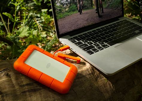 LaCie Rugged 2TB External USB C USB 3 1 Gen 1 Portable Hard Drive Orange Silver STFR2000800