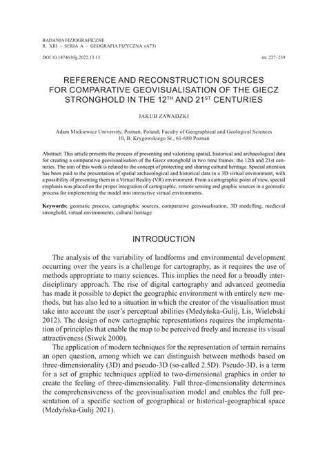 Pdf Reference And Reconstruction Sources For Comparative Geovisualization Of The Giecz
