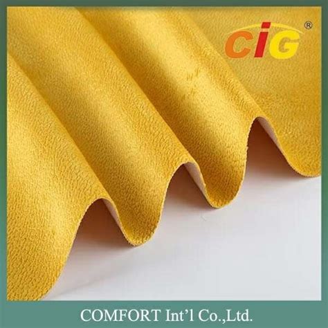 Anti Mildew Yellow Sofa Suede Upholstery Fabric 142cm 320gsm Tc