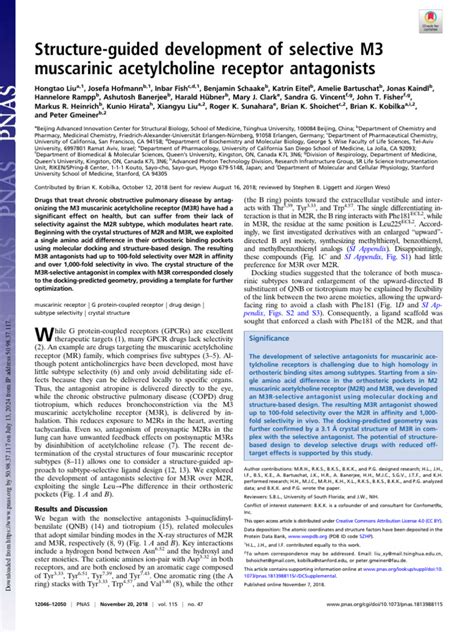 Liu Et Al 2018 Structure Guided Development Of Selective M3 Muscarinic Acetylcholine Receptor