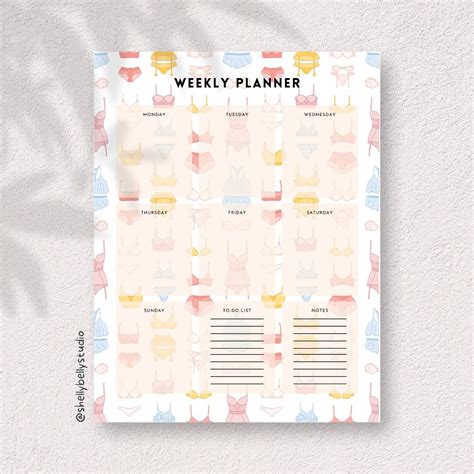 Flirty Lingerie Printable Daily Planner Daily To Do List Productivity Planner Minimalist