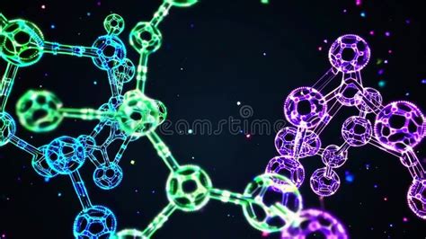 Molecular Structure Visualization Scene With Colorful Neon Effects