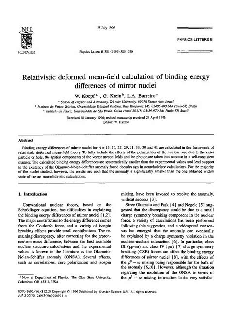 Pdf Relativistic Deformed Mean Field Calculation Of Binding Energy