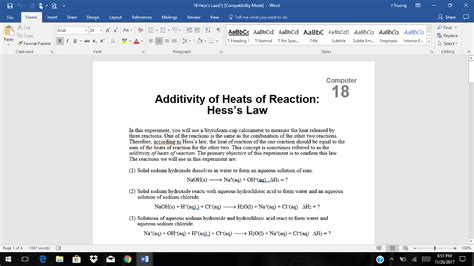 Solved 18 Hesss Law1 Compatibility Mode Word