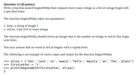 Solved Question 12 20 Points Write A Function Named