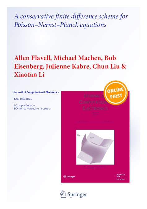 Pdf A Conservative Finite Difference Scheme For Poissonnernstplanck Equations