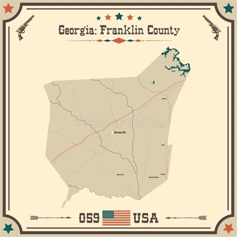 Large And Accurate Map Of Franklin County Georgia Usa Stock Vector