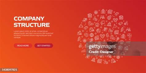 Company Structure Web Banner With Linear Icons Trendy Linear Style
