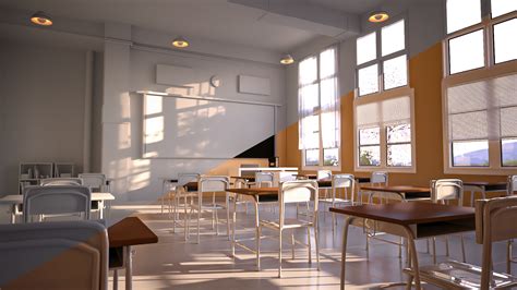 Japanese Highschool Classroom Intrerior 3 Images Behance