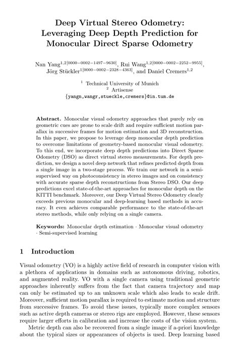 Pdf Deep Virtual Stereo Odometry Leveraging Deep Depth Prediction For Monocular Direct Sparse