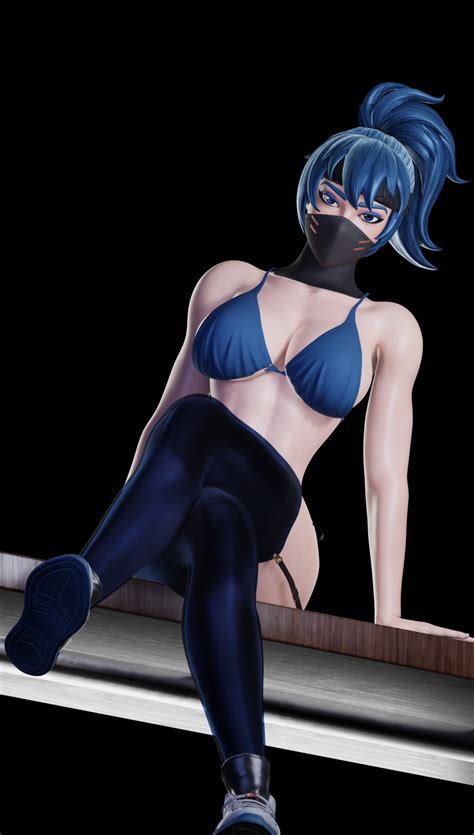 Rule 34 Big Breasts Blue Hair Bra Crossed Legs Fortnite Hope Fortnite Legwear Shadow Blade