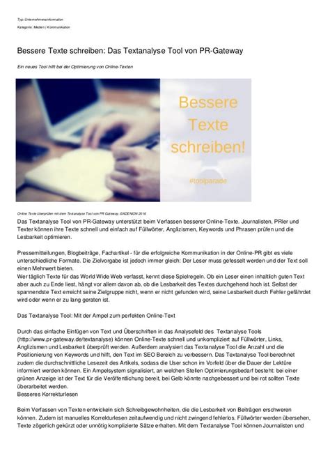 Bessere Texte Schreiben Das Textanalyse Tool Von Pr Gateway