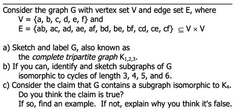 Solved Consider The Graph G With Vertex Set V And Edge Set