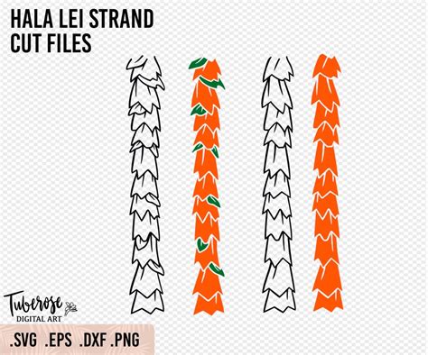 Hala Lei Strandsvg With And Without Leaves Straight Lei Cut File Flower Cup Wrap Around