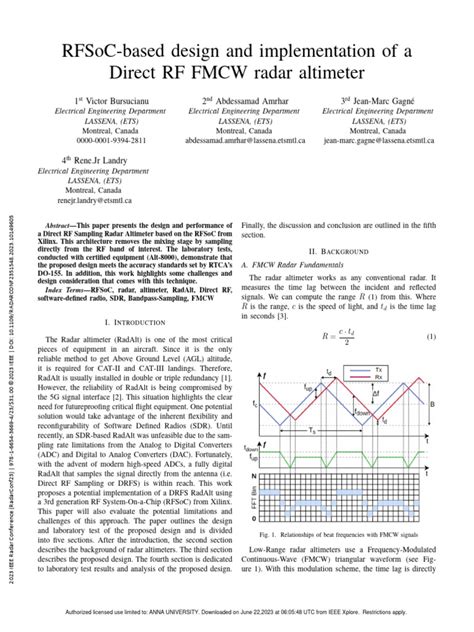 rfsoc based design and implementation of a direct rf fmcw radar