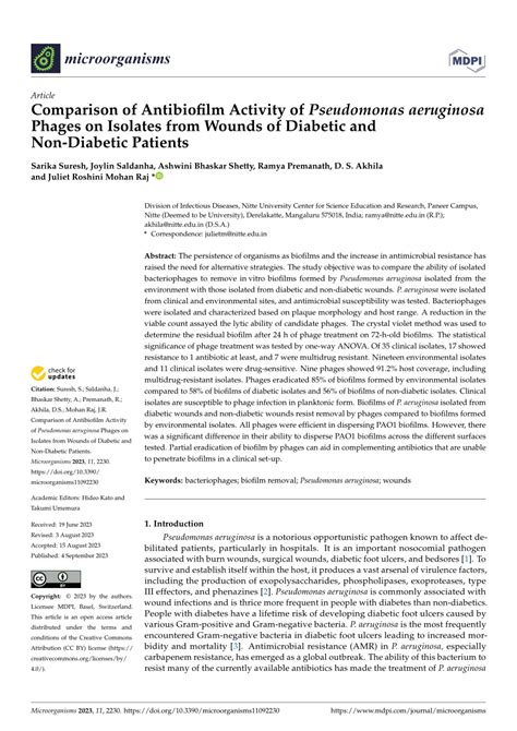 Pdf Comparison Of Antibiofilm Activity Of Pseudomonas Aeruginosa Phages On Isolates From