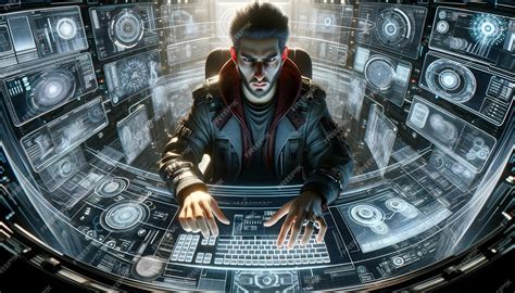 premium ai image cybernetic interface futuristic hacker with