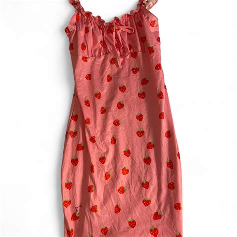 Pink Strawberry Print Mini Dress Minidress Depop