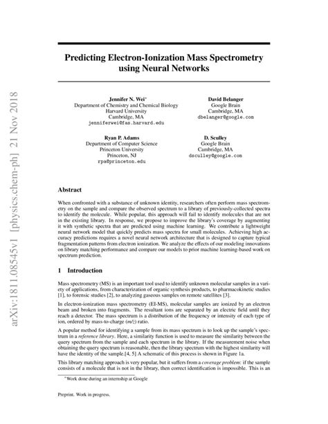 Predicting Electron Ionization Mass Spectrometry Using Neural Networks Deepai
