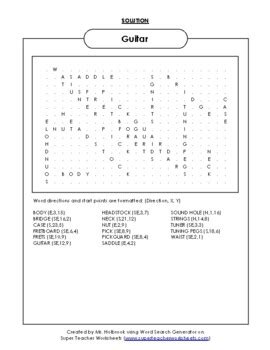 Guitar Word Search By Music With Chrissy Holbrook Tpt