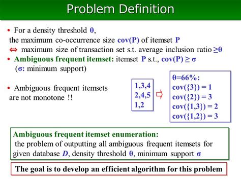ambiguous frequent itemset mining and polynomial delay enumeration may 25 2008 pakdd 2008