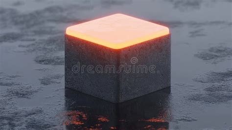 A Cube Shaped Object Emitting A Bright Orange Glow Stock Illustration Illustration Of
