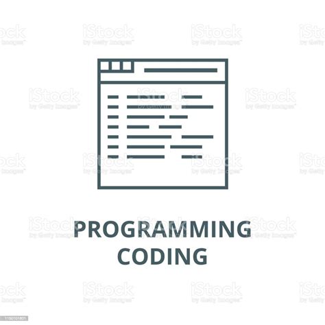 프로그래밍 코딩 벡터 라인 아이콘 선형 개념 개요 기호 기호 Html에 대한 스톡 벡터 아트 및 기타 이미지 Html 개념