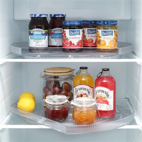 Lamu Square Lazy Susan Organizer For Refrigerator Slide And 360° Rotate Rectangle Turntable