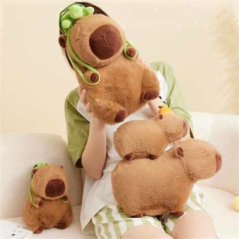 Capybara Plush Toy 25cm Capybara Carrying Turtle Realistic Soft