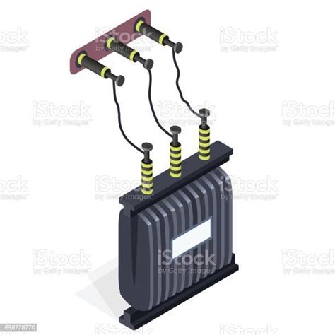 발전소 세부 사항입니다 파워 스테이션 요소입니다 전기 변압기 아이소메트릭 건물입니다 변압기에 대한 스톡 벡터 아트 및 기타