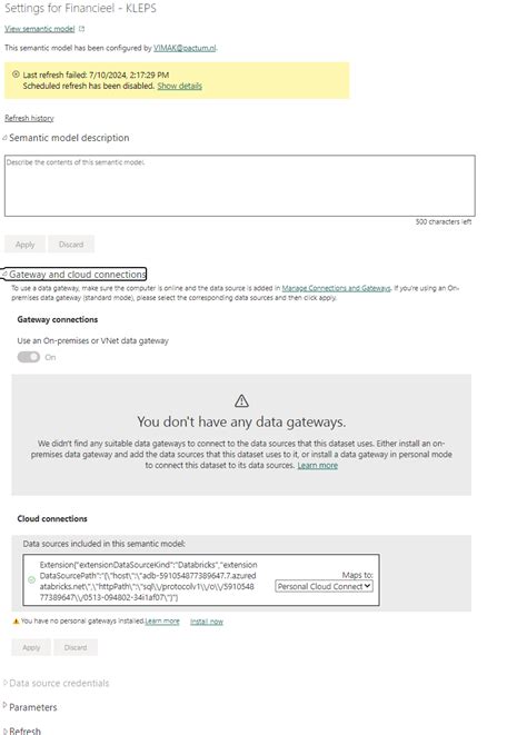 scheduled refresh is disabled because at least one microsoft