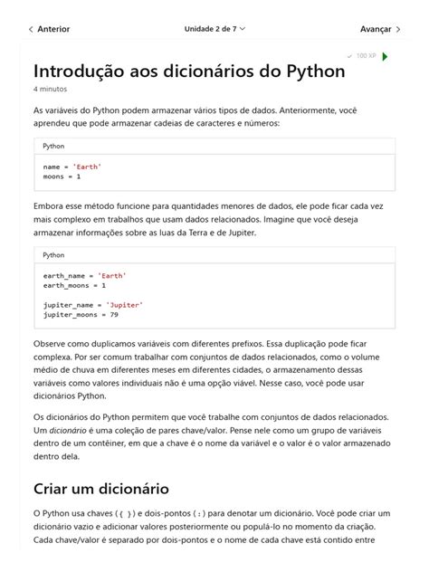 40 Criação De Dicionários Do Python Training Microsoft Learn Pdf