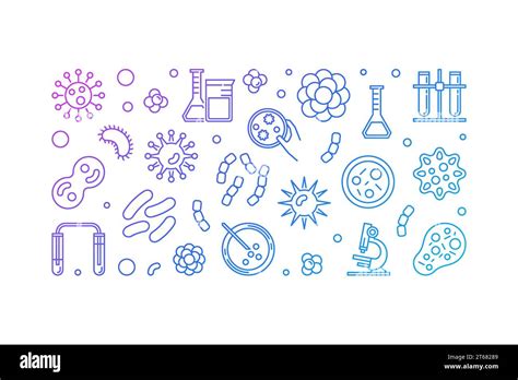 Bacterias Linear Colorful Illustration Or Horizontal Banner Made With Bacteria And Microbe
