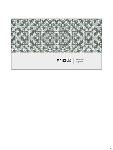 Precalculus 09 Matrices Pdf Matrix Mathematics Algebra