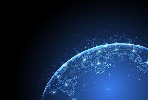 글로벌 네트워크 연결 세계지도 포인트 프리미엄 벡터