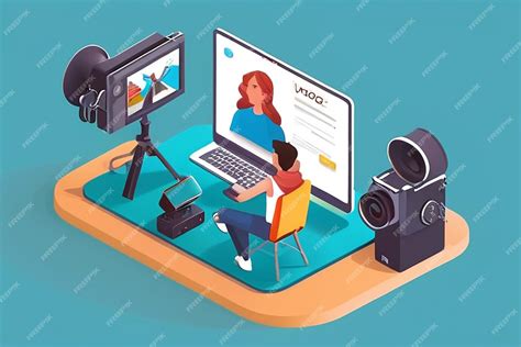 3d Isometric Flat Vector Conceptual Illustration Of Vlog Video Content Creating Online Promotion