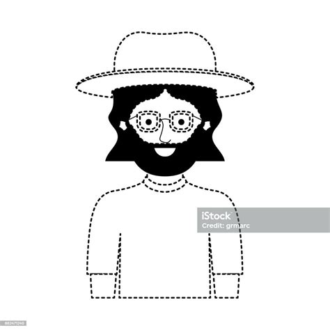 중간 길이 머리와 검은 점선된 실루엣에 수염 남자 모자와 안경 30 시체 및 T셔츠 T 셔츠에 대한 스톡 벡터 아트 및 기타 이미지 T 셔츠 검은색 경영자 Istock