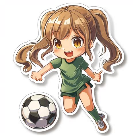 Anime Girl Kicking A Soccer Ball With Her Right Hand Generative Ai