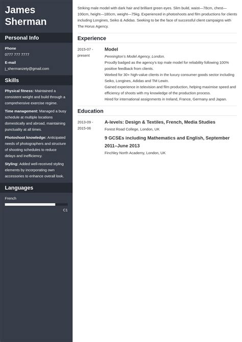 Model CV Template Tips For Writing A Modelling CV