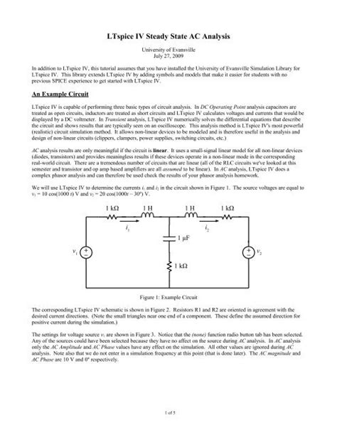 ltspice iv steady state ac analysis