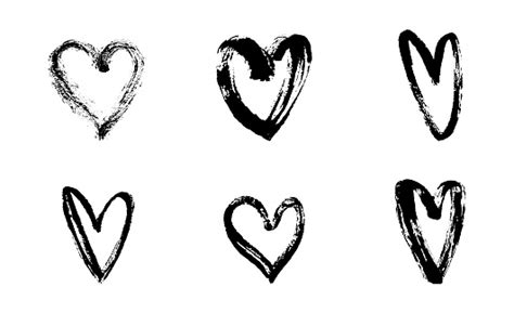 그런지 브러쉬와 연필 질감이 있는 손으로 그린 블랙 하트 실루엣 추적에 의해 만들어진 벡터 그림입니다 흰색 배경입니다 거친에 대한 스톡 벡터 아트 및 기타 이미지 Istock