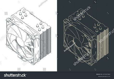 Stylized Vector Illustration Isometric Blueprint Cpu Stock Vector Royalty Free 2174397483