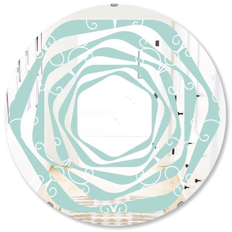 Designart Turquoise Minimal Ornament Printed Modern Round Or Oval