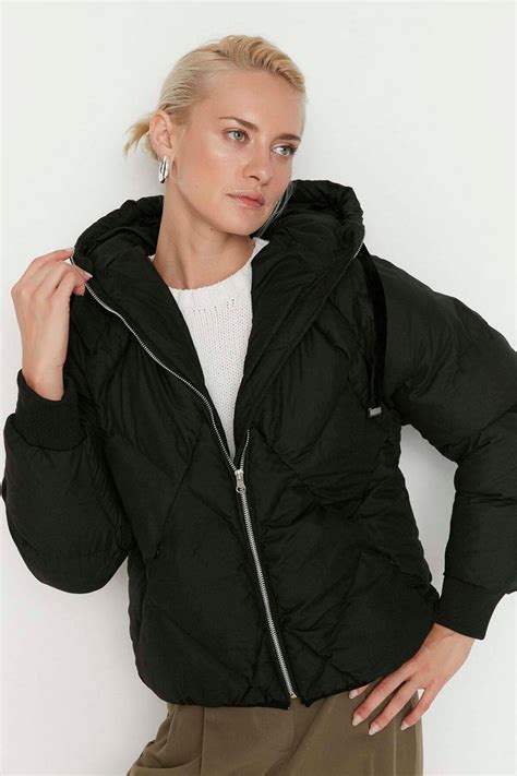 Shop Hooded Puffed Bomber Jacket Online In Uae