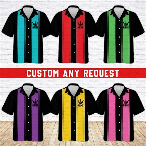Retro Personalized Bowling Hawaiian Shirt Custom Name Bowler Button