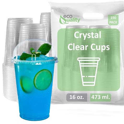 [150 Pack] 16oz Cups Iced Coffee Go Cups And Dome Lids Cold